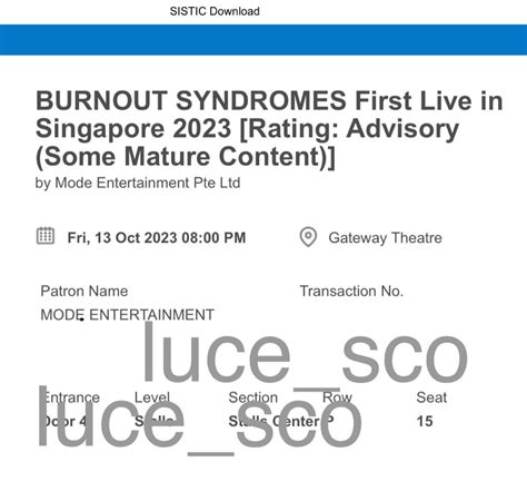 Burnout Syndromes First Live In Singapore 2023 Tickets And Vouchers