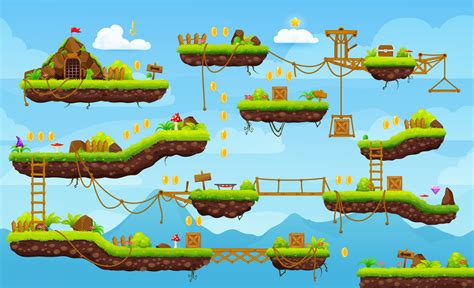 Retro 2d Arcade Game Level Platforms Background 20363464 Vector Art At Vecteezy