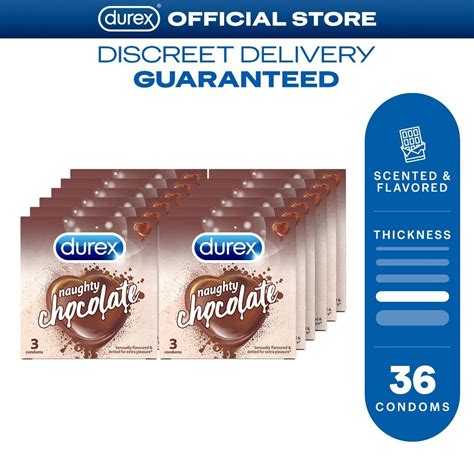 Durex Naughty Chocolate Lubricated Condoms 3s Set Of 12 36 Condoms