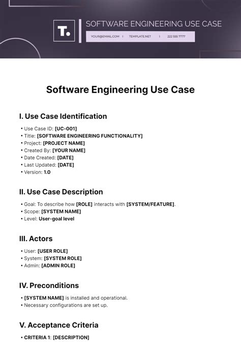 Free Software Engineering Use Case Template To Edit Online