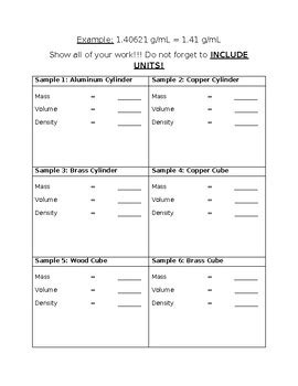 Density Practice Lab Measuring And Calculating Basic Practice Hands On