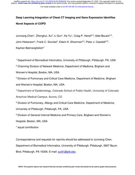 Pdf Deep Learning Integration Of Chest Ct Imaging And Gene Expression Identifies Novel Aspects