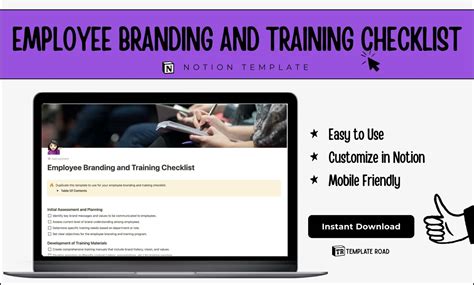 Notion Employee Branding And Training Checklist Template Template Road