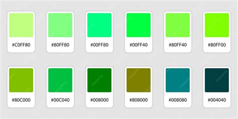 Premium Vector Green Color Palette Swatch Green Tone Chart Pantone Of