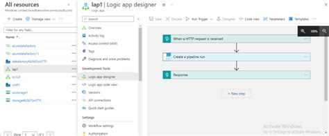 json arm template for data factory connector in logic apps with