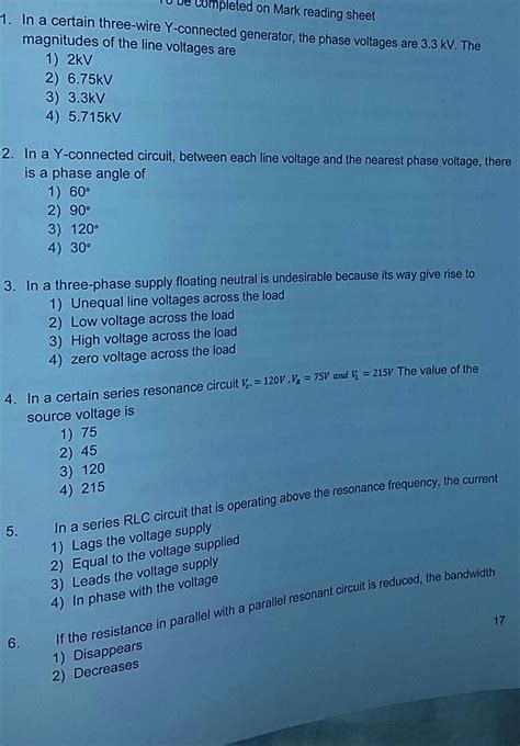 Solved In A Certain Three Wire Y Connected Generator The