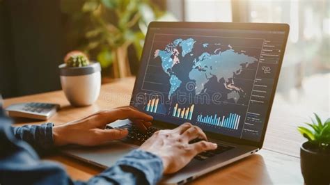 Businessman Analyzing Global Business Data On Laptop Stock Footage