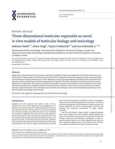 Pdf Three Dimensional Testicular Organoids As Novel In Vitro Models