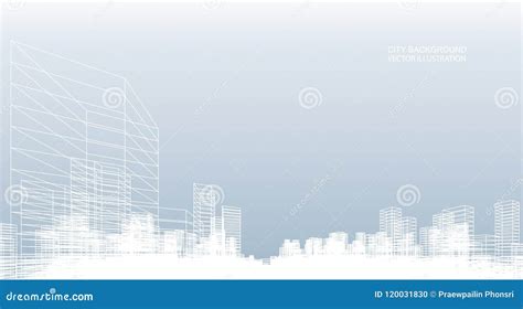 Abstract Wireframe City Background Perspective 3d Render Stock Vector Illustration Of