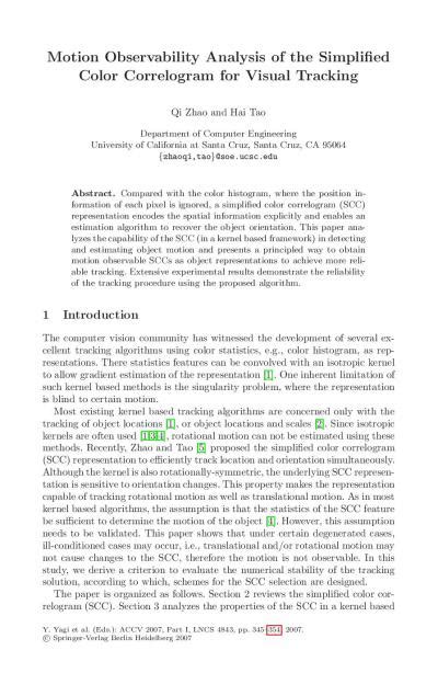 Research Institution Traffic Motion Observability Analysis Of The