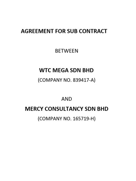 Subcon Agreement Draft Pdf Justice Crime And Violence
