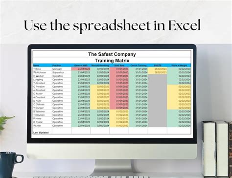 Training Matrix Excel Spreadsheet Employee Training Tracker Etsy