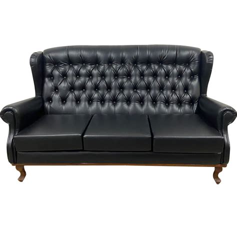 Sofá Capitonê De 03 Lugares Preto Disktem