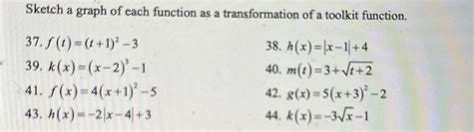 Solved Sketch A Graph Of Each Function As A Transformation
