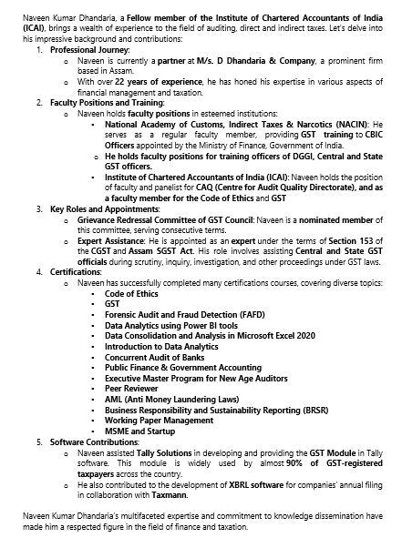 Naveen Kumar Dhandaria Posted On Linkedin