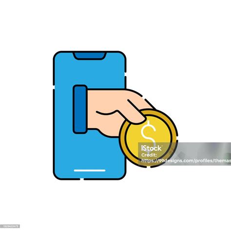 디지털 모바일 결제 아이콘 벡터 일러스트레이션 온라인 결제 금융 및 모바일 뱅킹 웹 사이트 기호 아이콘 기호 앱 Ui를 위한 스마트폰 아이콘 벡터 디자인 컨셉을 적용한 최신