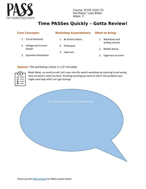 ECOR 1043 CD Midterm Review Session Facilitator Liam Bitter Week 3 Time PASSes Quickly