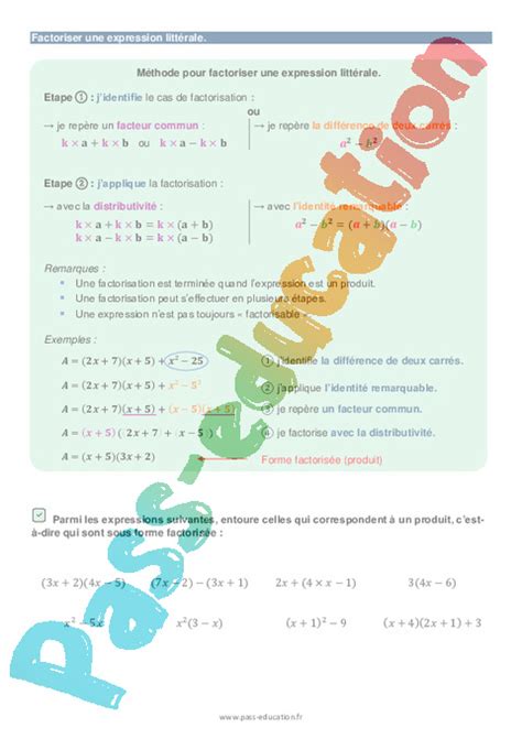 Factoriser à Laide Dune Identité Remarquable 3ème Brevet Des Collèges Avec Mon Pass Maths