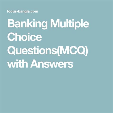 Banking Multiple Choice Questions MCQ With Answers Choice Questions Multiple Choice Mcq