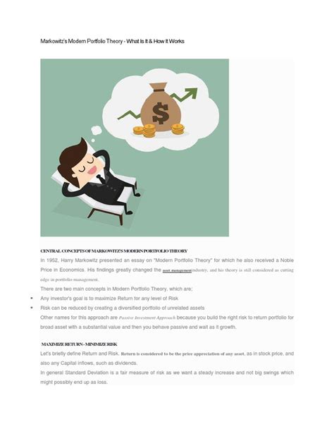 Markowitzs Modern Portfolio Theory Pdf Modern Portfolio Theory Financial Economics