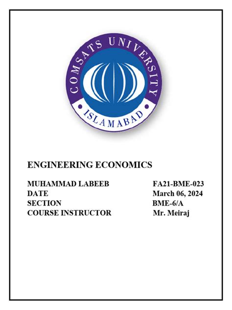 Labeeb Assignment Engineering Economics Pdf Present Value Discounting