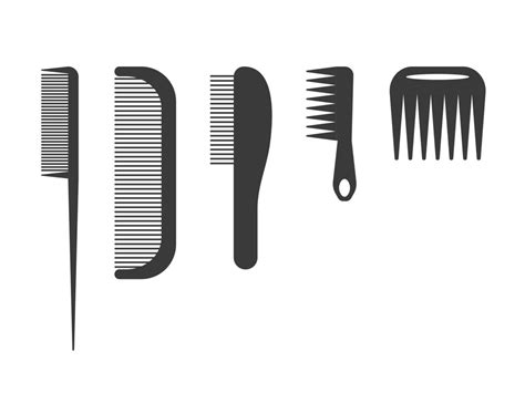 Different Kinds Of Hair Comb Flat Set Barber Flat Combs Vector Set