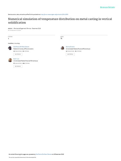 Numerical Simulation Of Temperature Distribution O Pdf Heat Heat Transfer