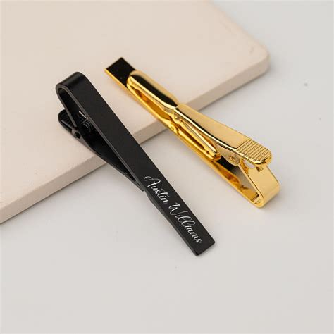 Engraved Tie Clip For Him Custom Initials Name Wedding T Fathers