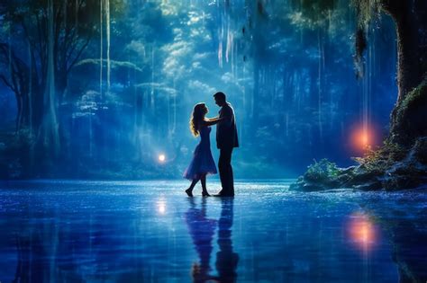 Premium Ai Image The Scene Is A Dance In A Raining Forest Lake