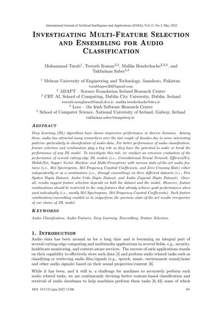 Investigating Multi Feature Selection And Ensembling For Audio Classification Pdf