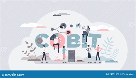 Cobit Or Control For Objectives Information Technologies Tiny Person Concept Stock Vector