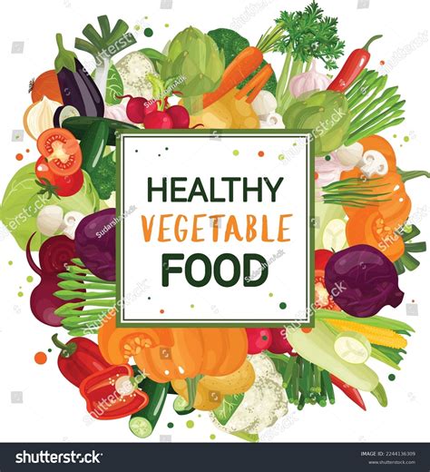 Vegetables Poster Template Vegetables Decorative Frame Stock Vector
