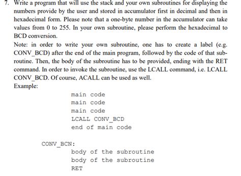 Solved 7 Write A Program That Will Use The Stack And Your