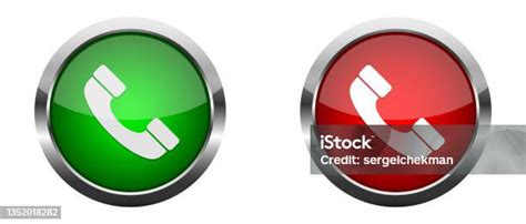 통화를 수락하고 거절합니다 통화 광택 버튼 벡터 그림입니다 누름 버튼에 대한 스톡 벡터 아트 및 기타 이미지 누름 버튼 3차원 형태 전화 Istock