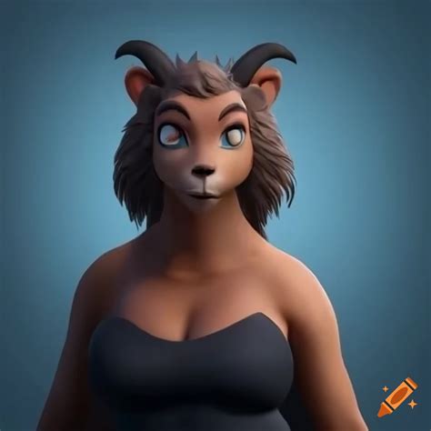 Goat Anthro With A Curvy Realistic Female Figure Facing Forward On Craiyon