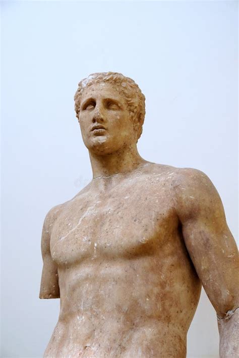 Ancient Greek Marble Statue Delphi Museum Greece Editorial