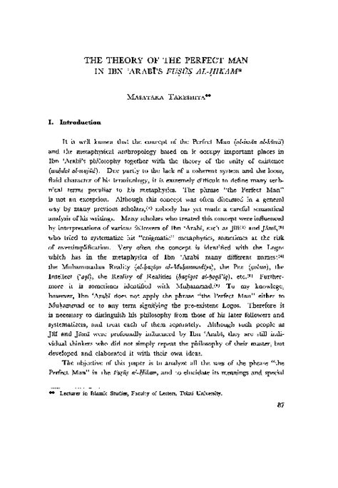 Pdf The Theory Of The Perfect Man In Ibn Arabis Fusus Al Hikam