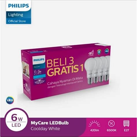 Jual Lampu Led Philips 6W Paket 3 Gratis 1 Putih Paket Philips 6 Watt Shopee Indonesia