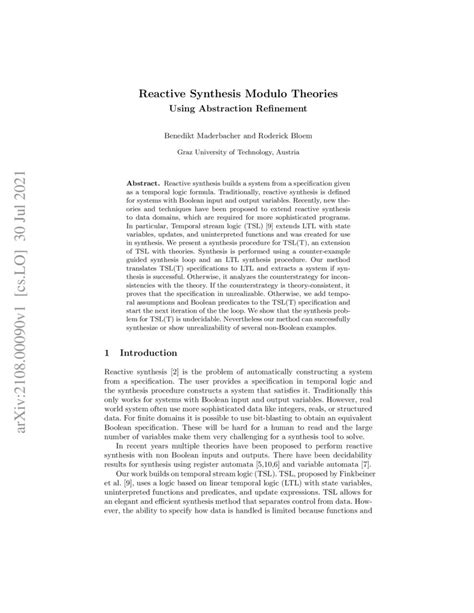 Reactive Synthesis Modulo Theories Using Abstraction Refinement Deepai