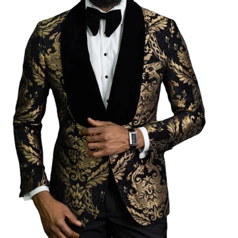 Black And Gold Floral Mens Prom Suit Slim Fit From Tgwang580 8116 Dhgatecom