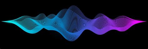 추상 오디오 음파 배경 파란색과 보라색 음성 또는 음악 신호 파형 벡터 일러스트레이션 볼륨 컬러 음파의 디지털 비트 그래픽 전자 곡선 모양 Dj에 대한 스톡 벡터 아트 및