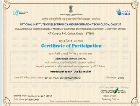 Ashutosh Kumar Tiwari On Linkedin Nielit Matlab Simulink Learning