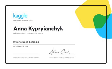 Anna K Completed The Intro To Deep Learning Course On Kaggle