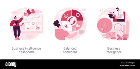 Performance Data Visualization Abstract Concept Vector Illustration Set Business Intelligence