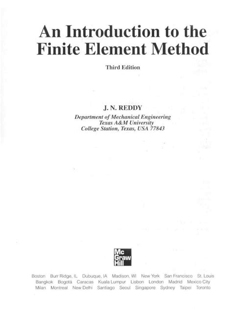 Pdf An Introduction To The Finite Element Method By Jn Reddy 3rd