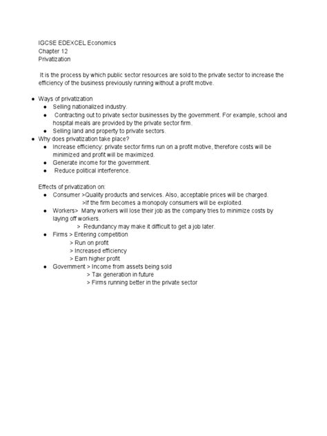 Igcse Edexcel Economics 12 Privatisation Pdf