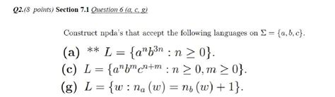 Solved Construct Npda S That Accept The Following Languages Chegg