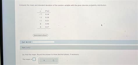 Solved Compute The Mean And Standard Deviation Of The Random