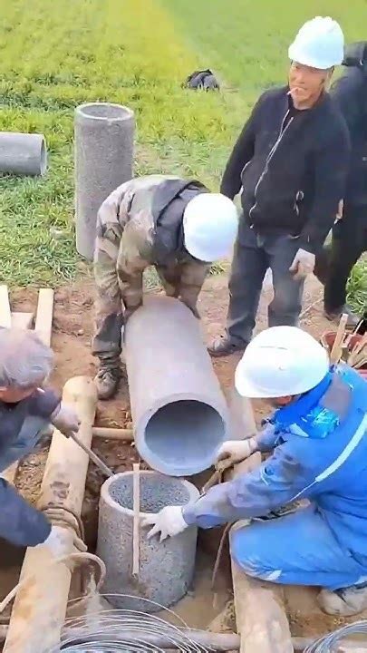 technique of inserting a cylinder concrete to make a well shorts youtube