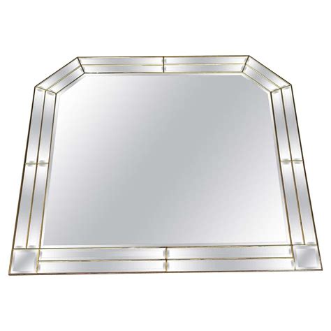 Large Chrome Framed Beveled Mirror At 1stdibs